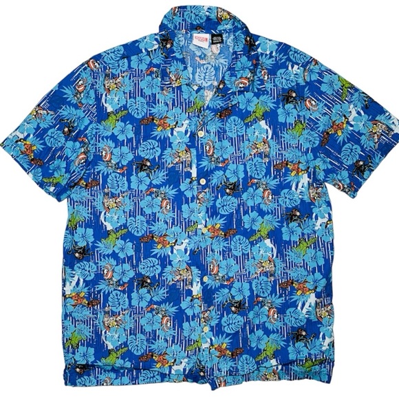 Marvel | Shirts | Marvel Avengers Hawaiian Shirt Mens Large Button Up ...